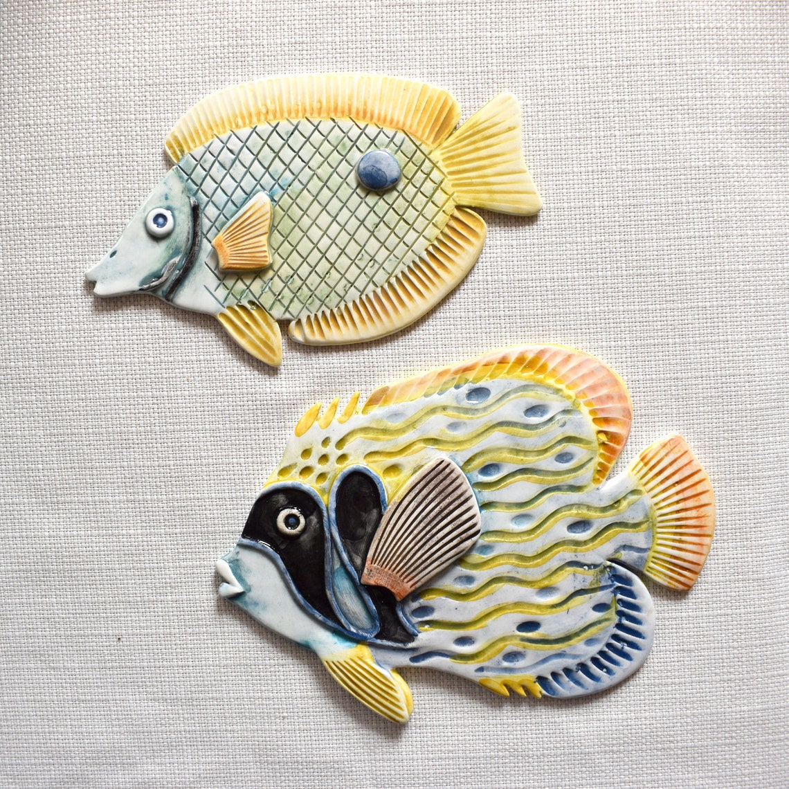 Emperor Angelfish, Fish, Handmade Ceramic Fish, Ceramic Wall Art, Wall ...