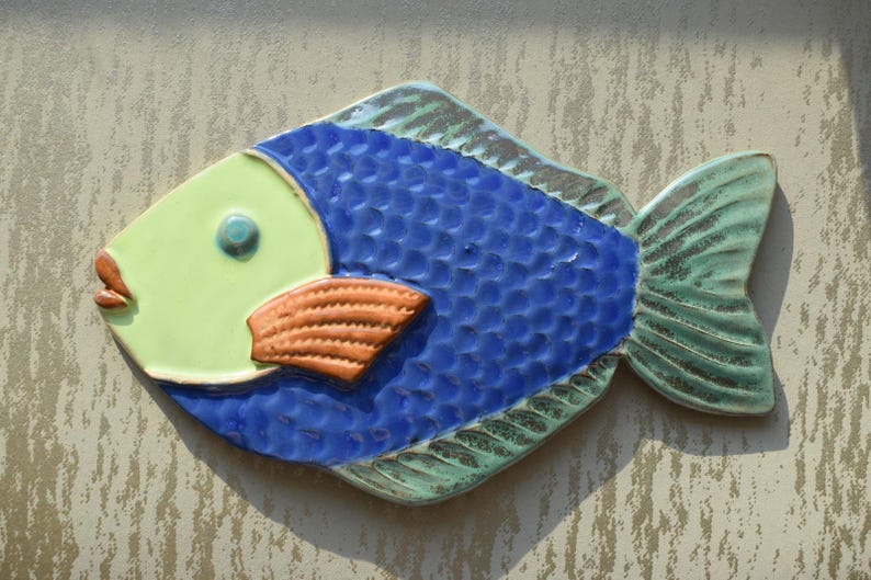 Blue Fish, Handmade Ceramic Fish, Fish Wall Décor, Garden Décor Fish ...