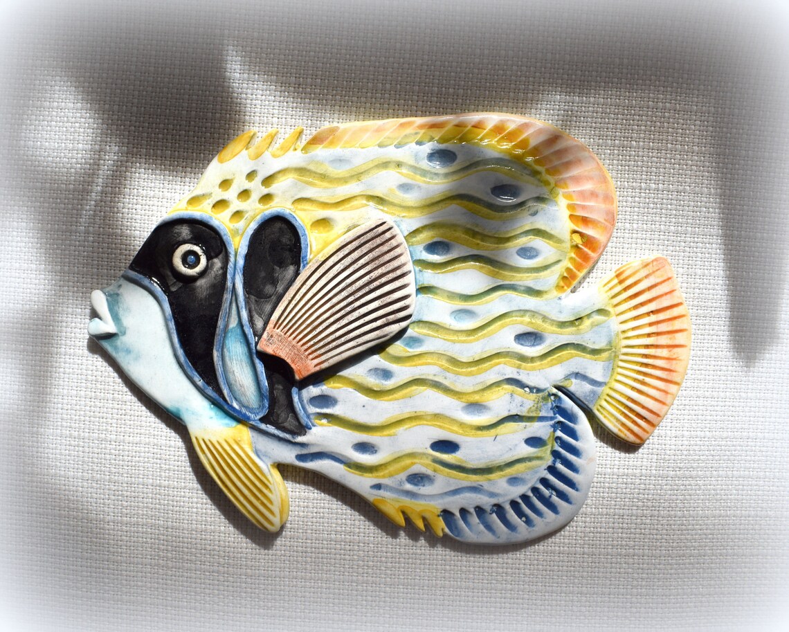 Emperor Angelfish, Fish, Handmade Ceramic Fish, Ceramic Wall Art, Wall ...