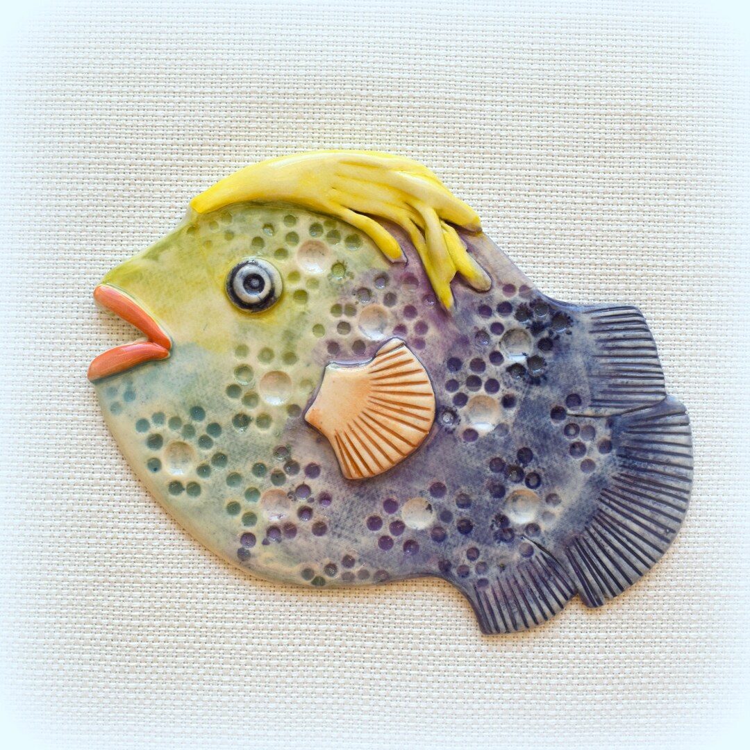 Fat Fish, Ceramic Fish Wall Decoration, Fish Garden Decoration, Marine ...