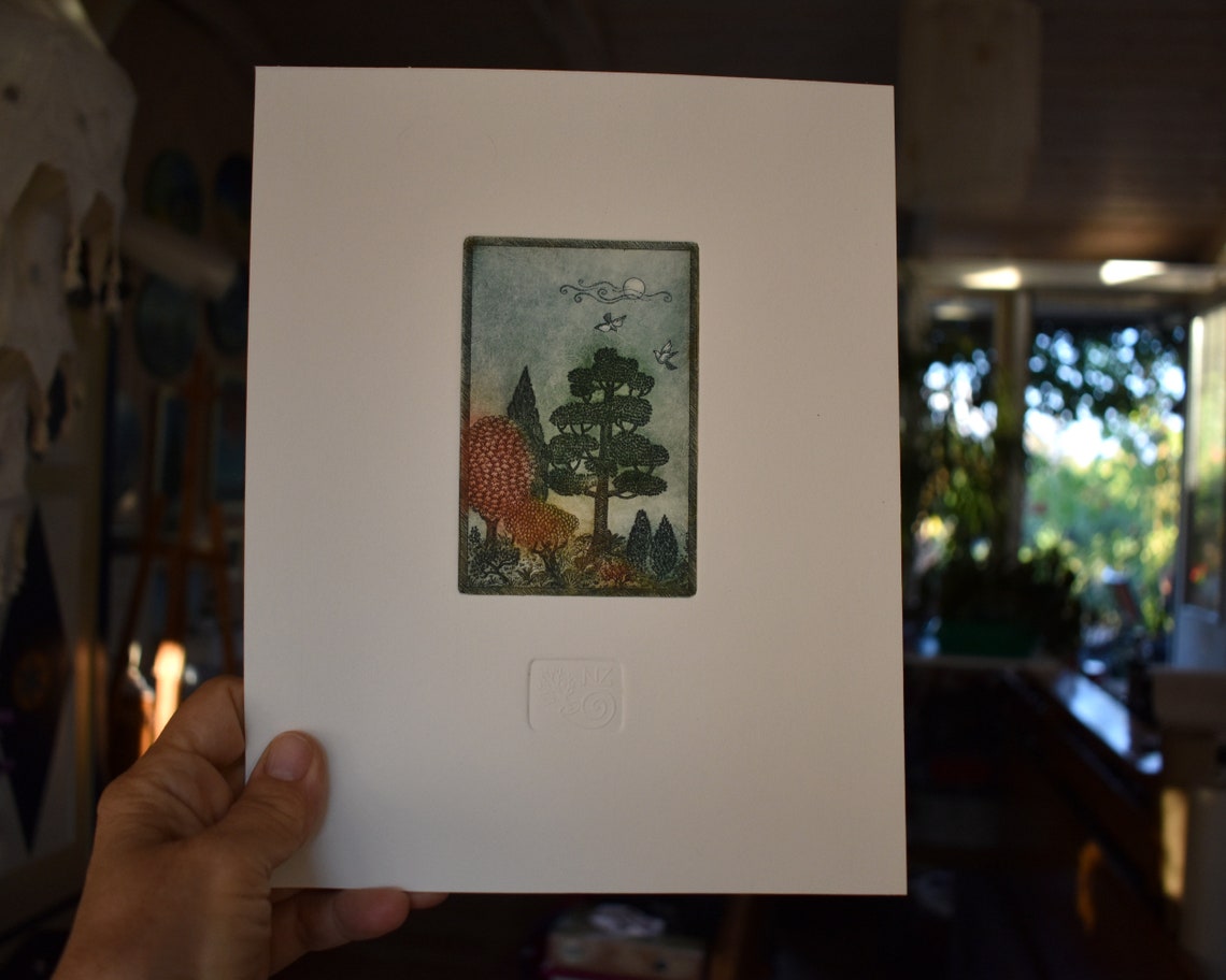 Pine Tree Original Etching Limited Edition Print Colour - Etsy