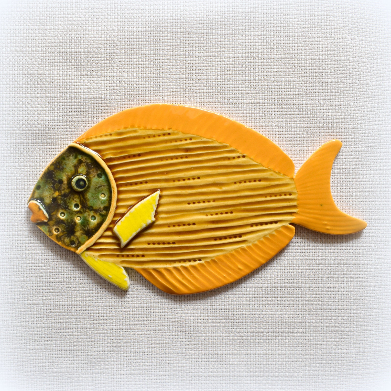 Yellow Fish, Ceramic Fish, Hanging Fish, Wall Decor, Nursery Decor ...