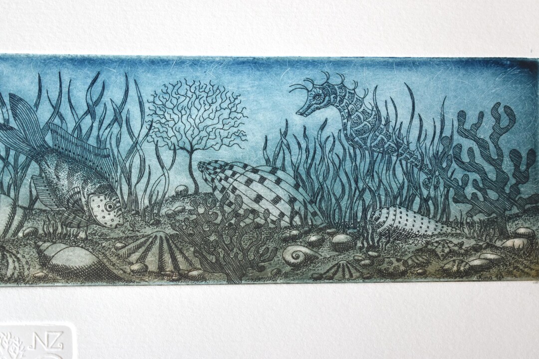 Marine Cornucopia, Original Etching, Wall Art, Marine Art, Ocean Life ...