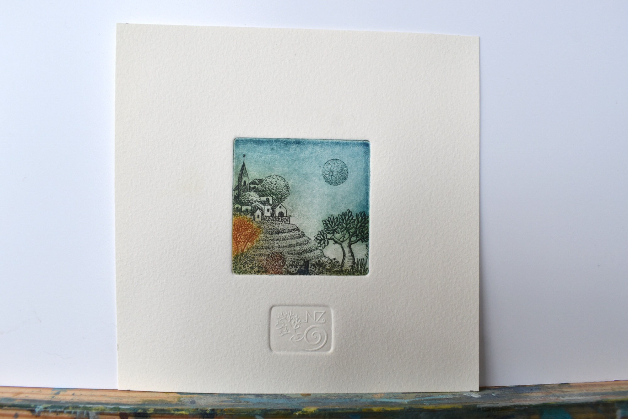 Full Moon, Original Etching, Small Engraving, Wall Art, Spiritual ...