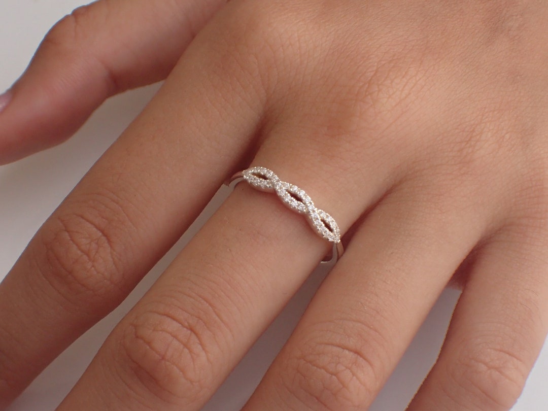 Infinity Diamond Wedding Band, 14k Solid Gold Infinity Twist Band ...