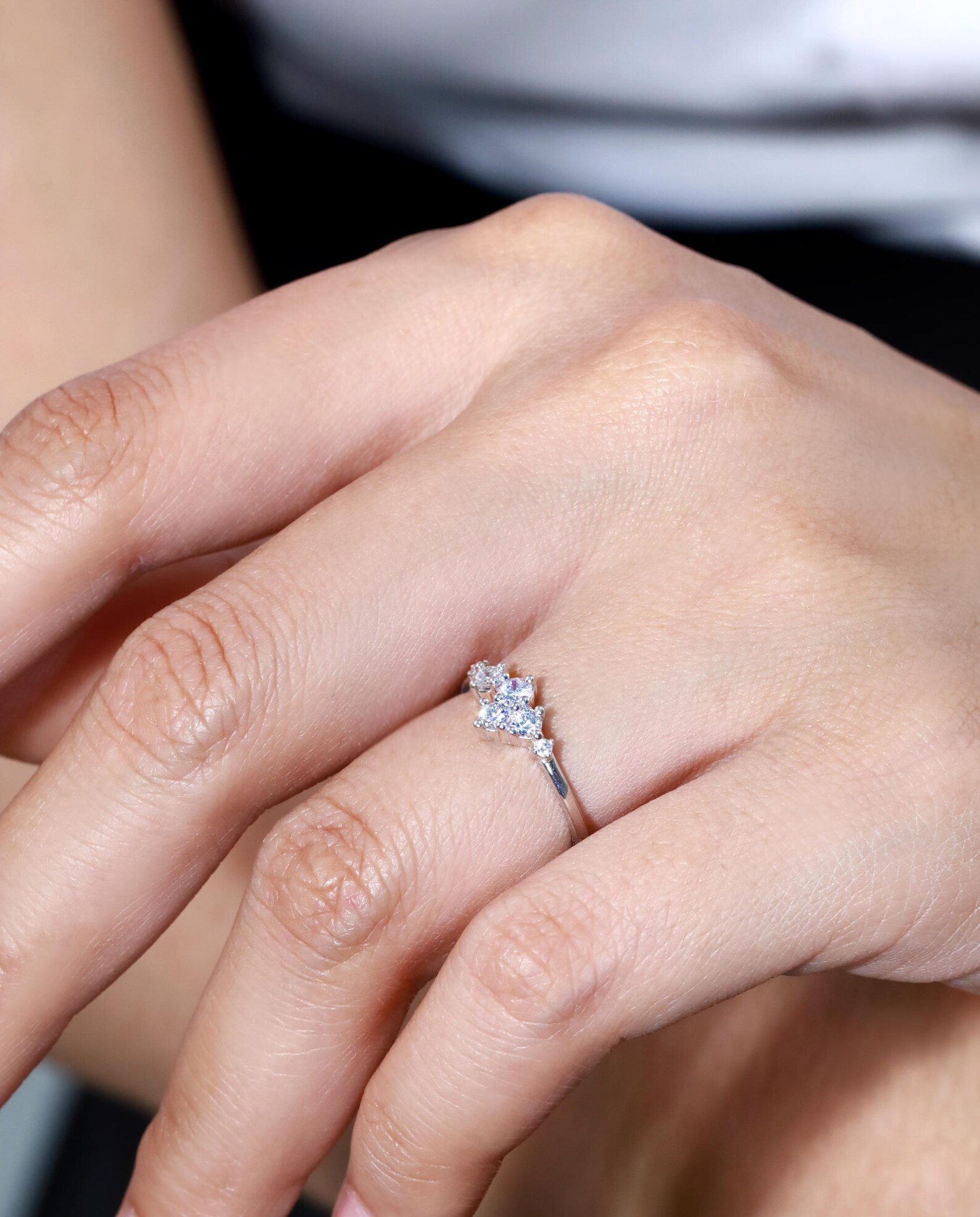 Cluster Diamond Ring, Cluster Diamond Wedding Band, Stackable Diamond ...