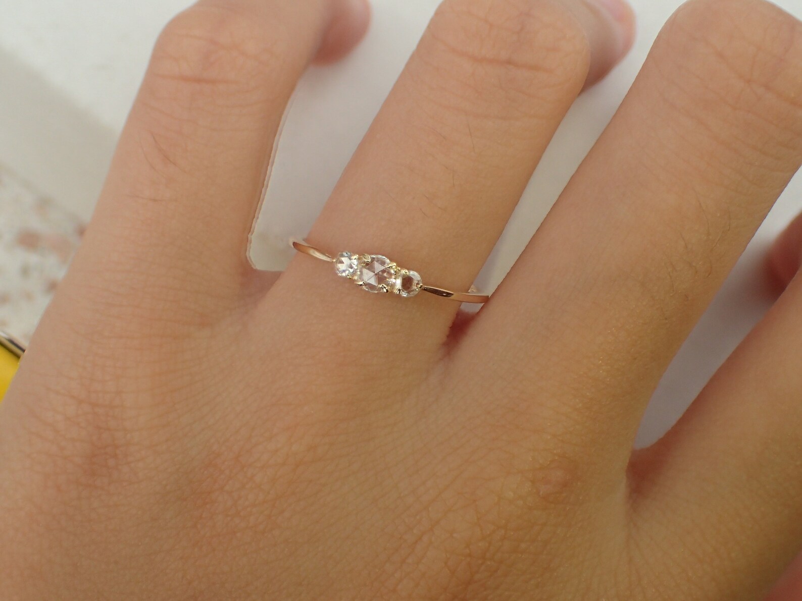 Three Stone Diamond Ring Past Present Future Engagement Ring | Etsy