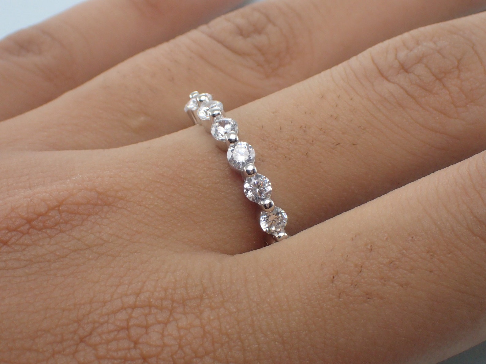 ON SALE 1.0 Carats Single Prong Ring 3.0mm Half Eternity - Etsy