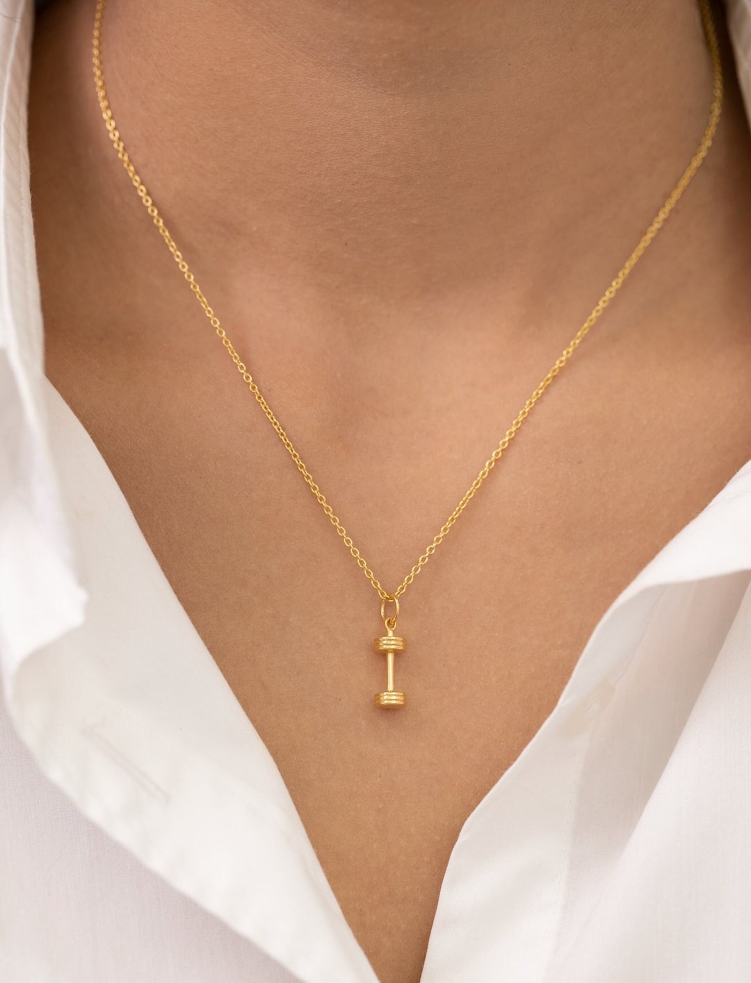 Dumbbell Necklace, Dumbbell Pendant Necklace, Weight Lifting Charm ...