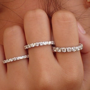 Bar Setting Diamond Wedding Band, 14K Solid Gold Full Eternity Wedding ...
