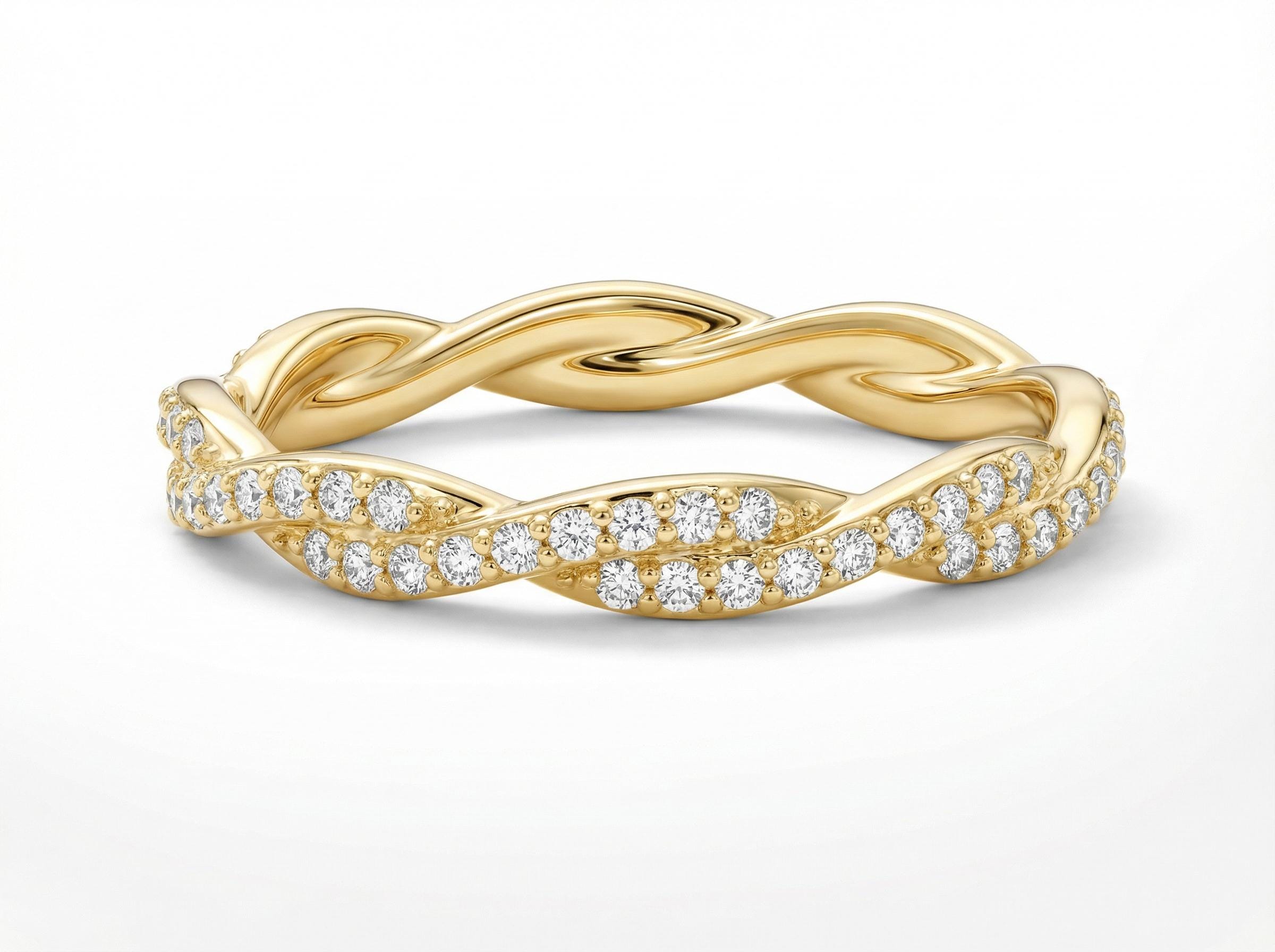 Diamond Infinity Wedding Ring, Full Eternity Infinity Ring in Solid ...