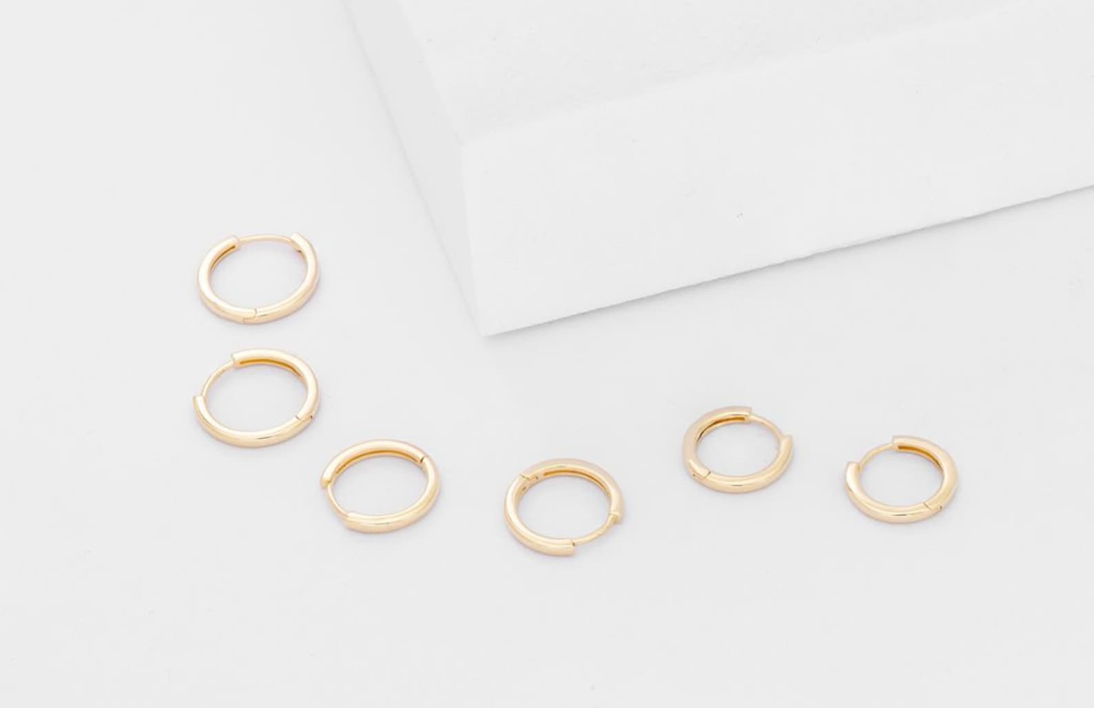 On Sale Dainty Huggie Earrings 14K Solid Gold Plain Huggies - Etsy