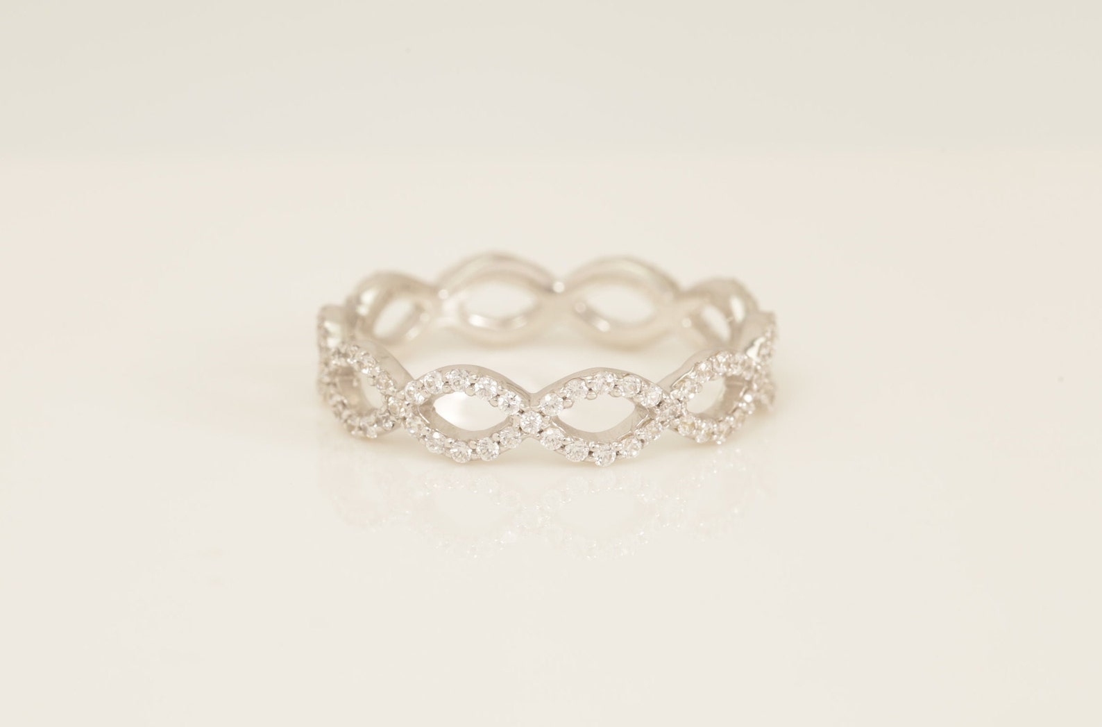 Diamond Infinity Ring, Infinity Wedding Band, Micro Pave Infinity Twist ...