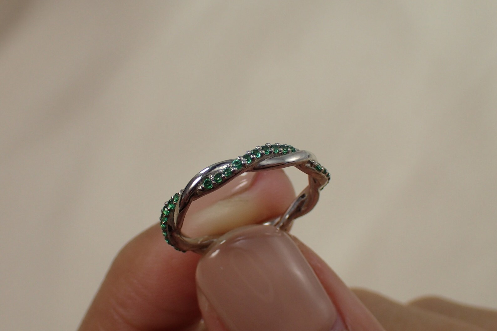 Emerald Infinity Wedding Ring / Emerald Wedding Band / - Etsy