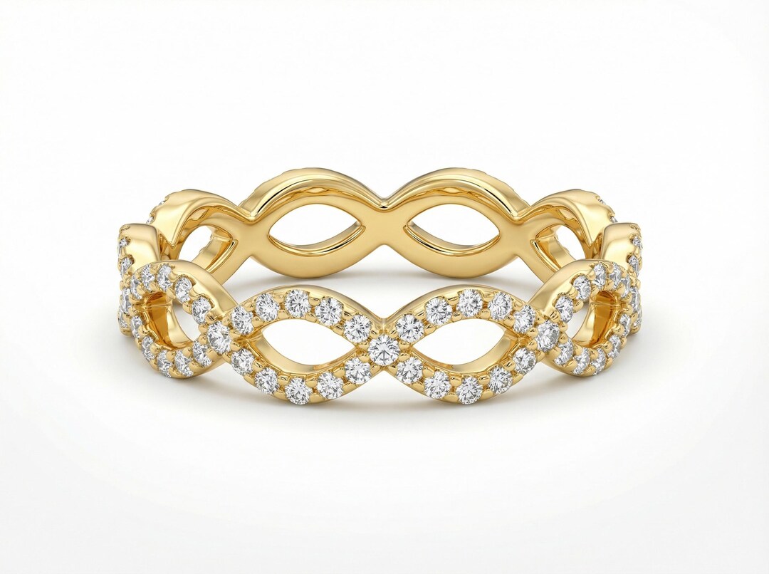 Diamond Infinity Ring, Infinity Wedding Band, Micro Pave Infinity Twist ...