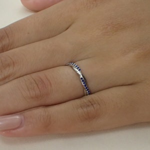 Blue Sapphire Infinity Wedding Ring / Sapphire Wedding Band / Sapphire ...