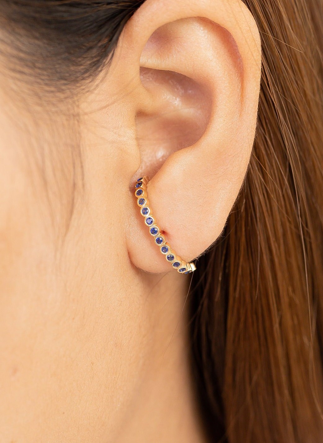 Ear Lobe Blue Sapphire Cuff Earrings Suspender Earrings | Etsy