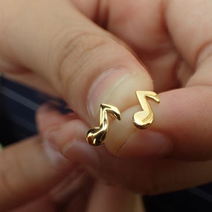 Quaver Stud Earrings / Music Note Jewelry in 14k Solid Gold / Gift for ...