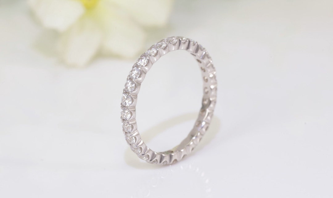 2.0mm Fishtail Moissanite Eternity Ring, Fishtail Moissanite Wedding ...