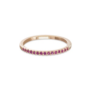 Micro Pave Ruby Wedding Band, Sterling Silver Dainty Stackable Band ...