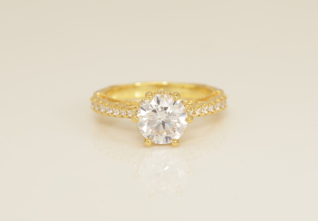 Cathedral Set Diamond Engagement Ring, Six Prong Diamond Anniversary ...