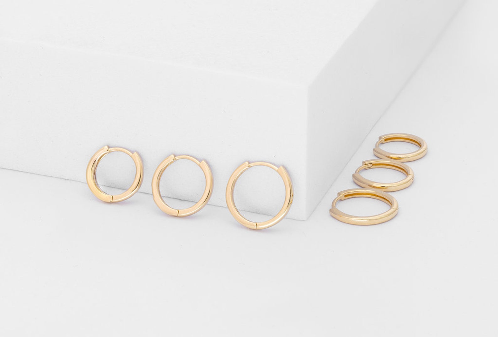 On Sale Dainty Huggie Earrings 14K Solid Gold Plain Huggies - Etsy