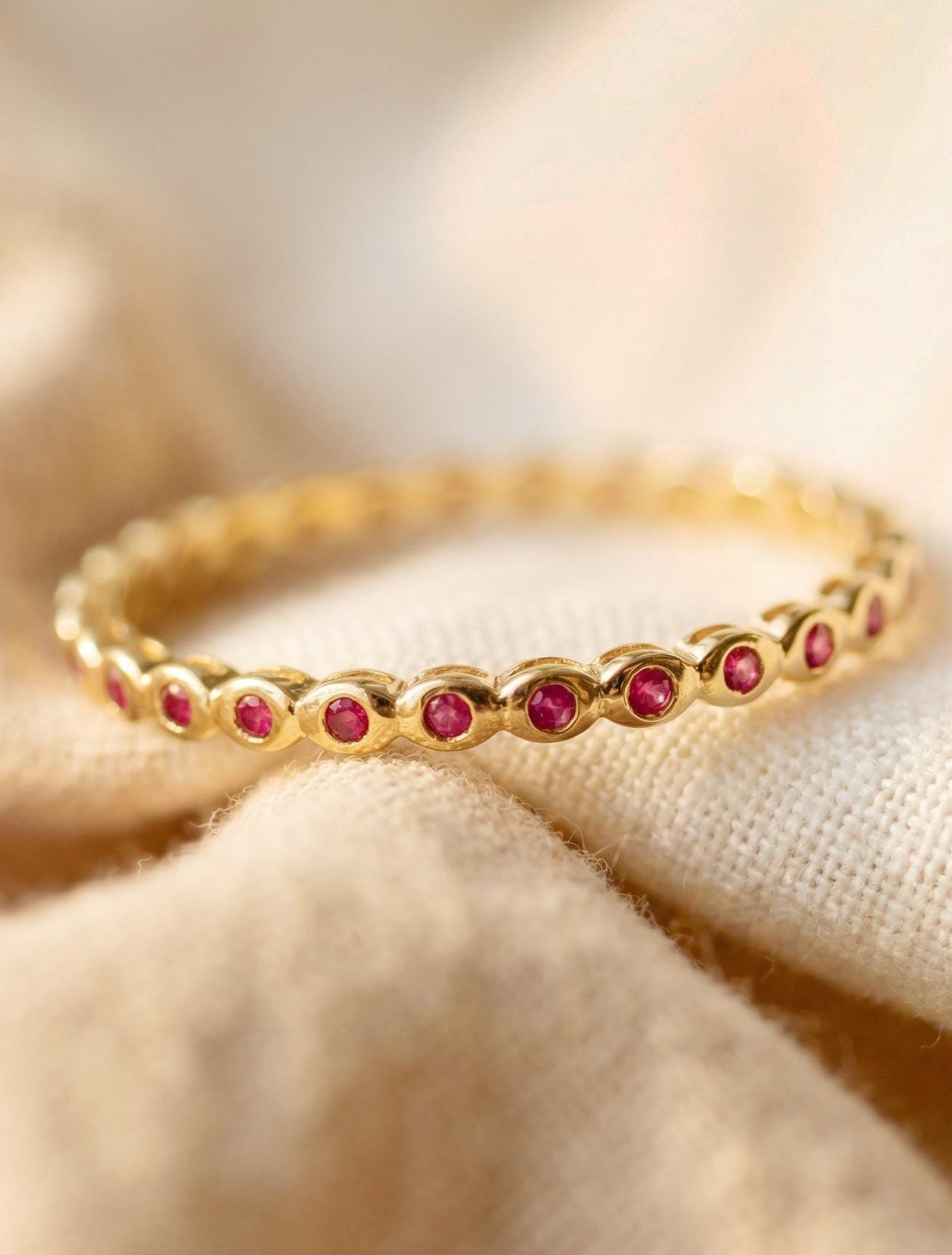Ruby Eternity Band, Bezel Set Band, 14K Solid Gold Full Eternity Ring ...