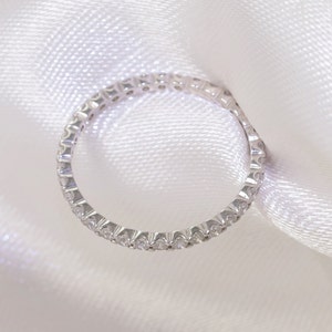 1.5mm Fishtail Moissanite Eternity Ring, Full Eternity Stackable Ring ...