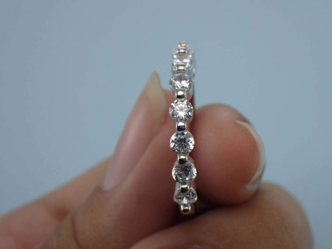 ON SALE 1.0 Carats Single Prong Ring 3.0mm Half Eternity - Etsy
