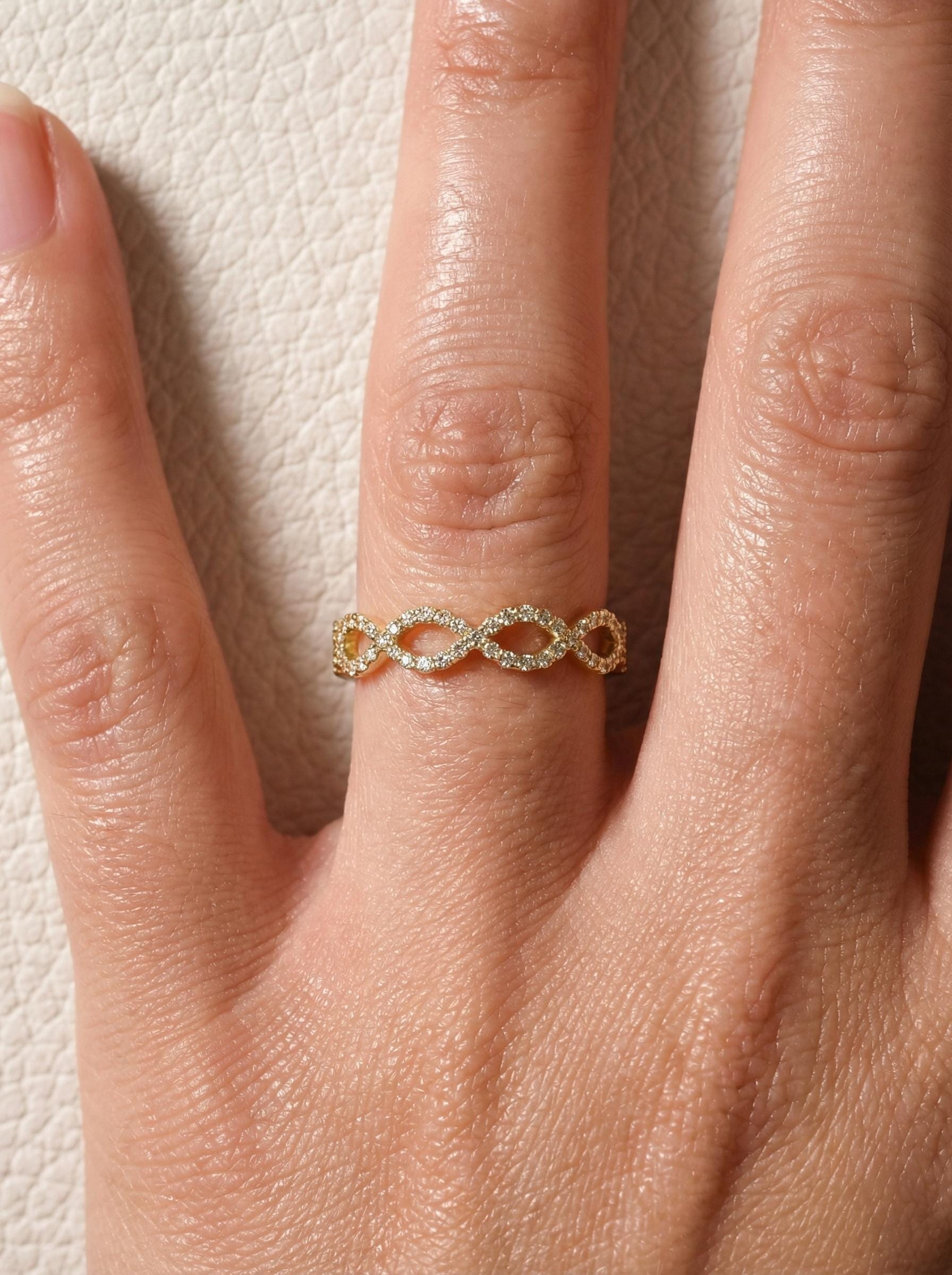 Diamond Infinity Ring, Infinity Wedding Band, Micro Pave Infinity Twist ...