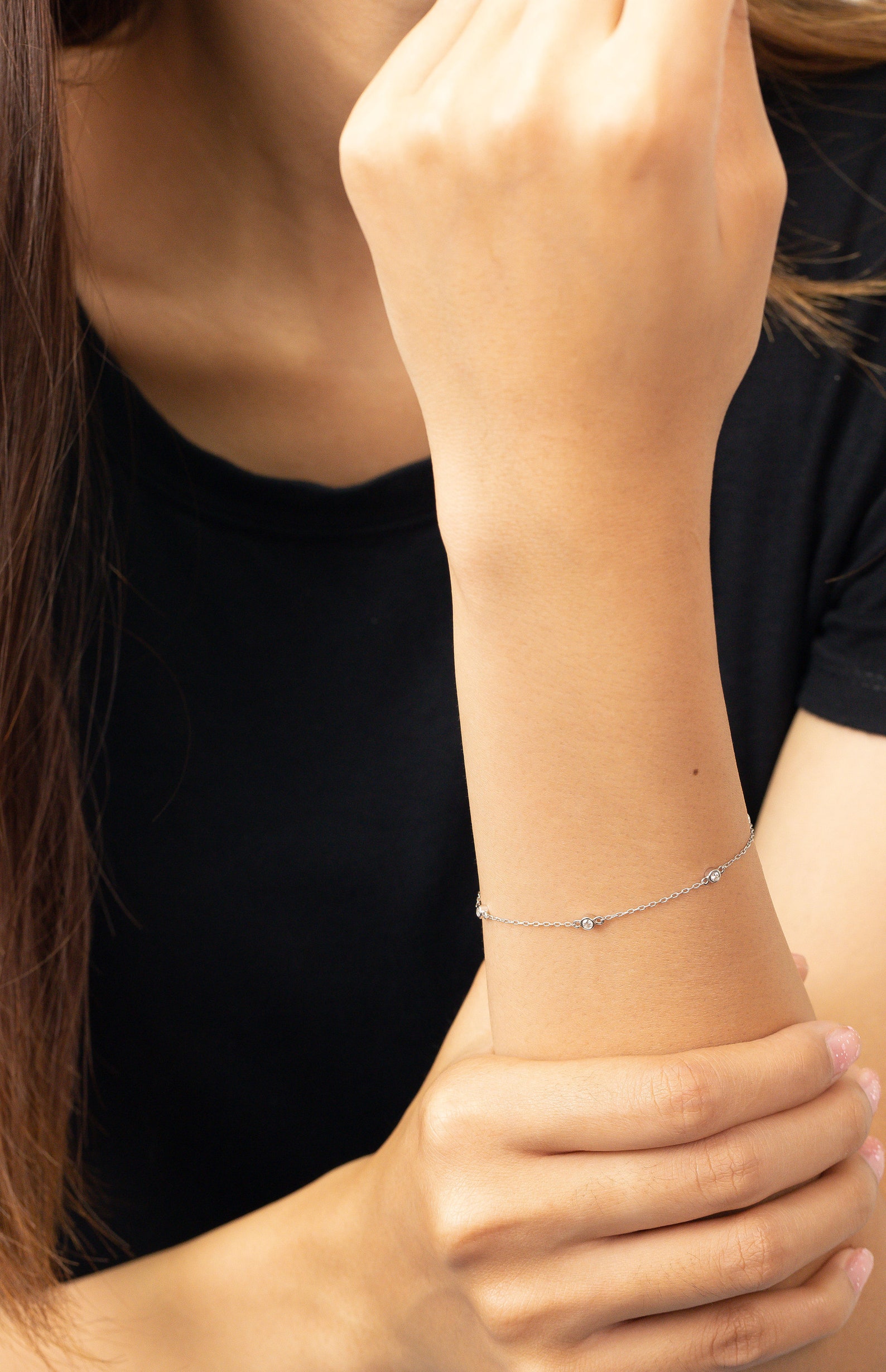 Solitaire Diamond Bracelet Bezel Set Dainty Bracelet - Etsy