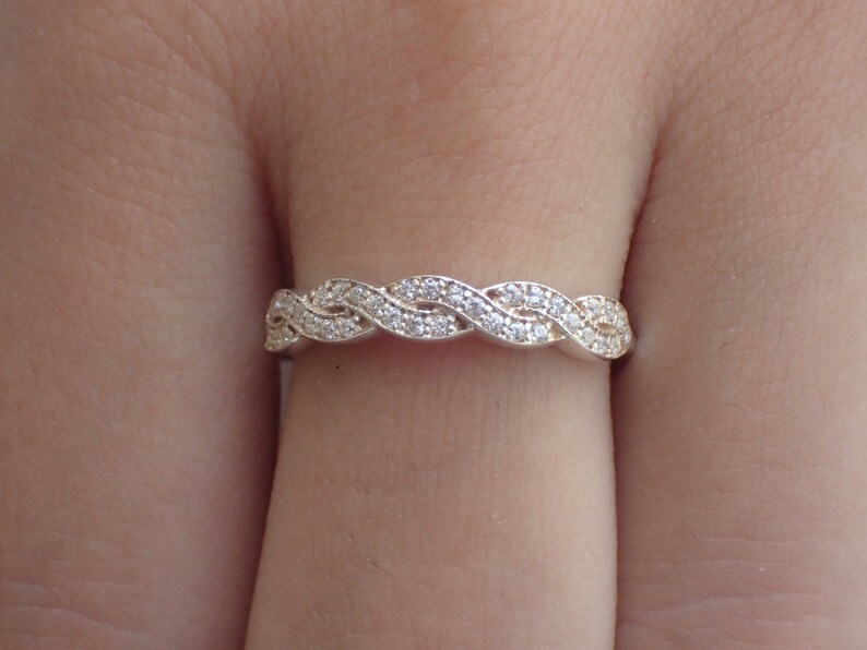 Diamond Infinity Wedding Band 14k Solid Gold Delicate - Etsy
