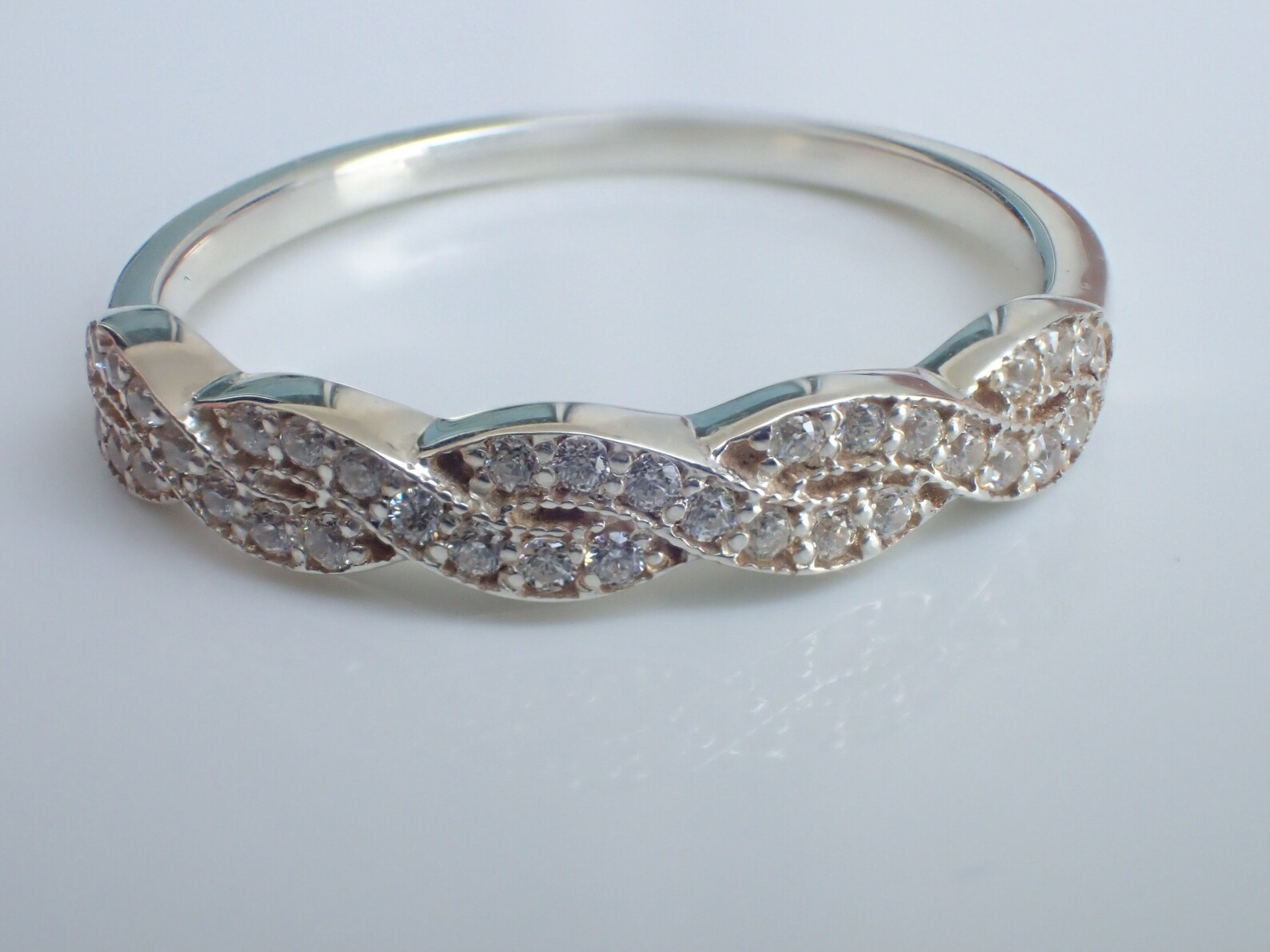 Diamond Infinity Wedding Band, 14k Solid Gold Delicate Infinity Band ...