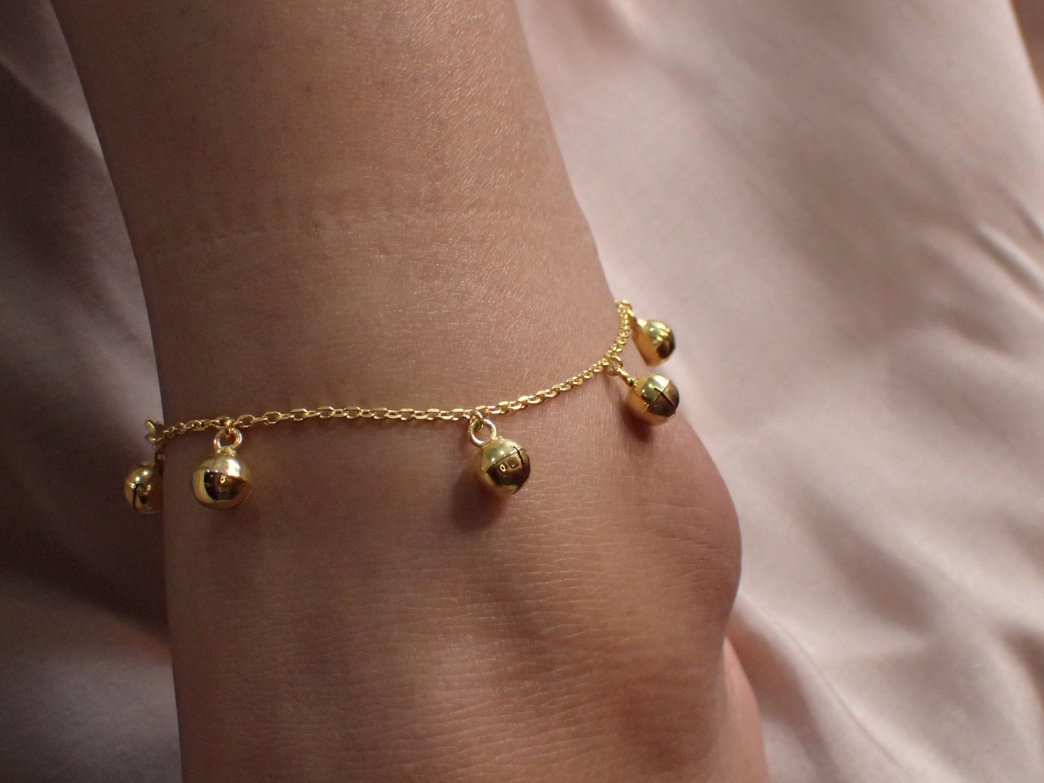 Jingle Bell Anklet / Anklet Gift for Her / Sterling Silver Anklet ...