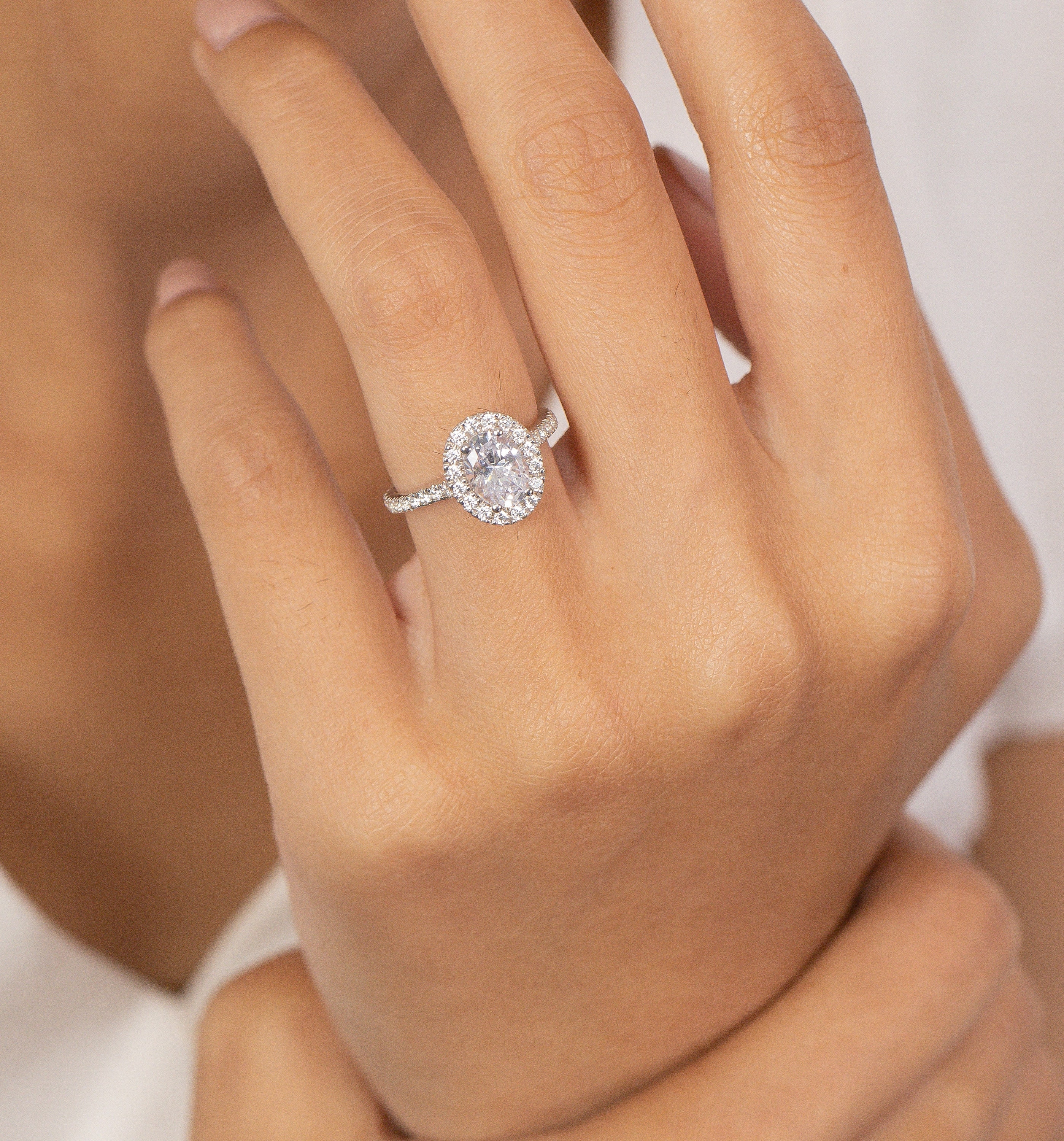 1.25 CT Diamond Halo Engagement Ring Oval Engagement Ring Fancy Ring Anniversary Ring Gift for Her Bridal Halo Ring Etsy
