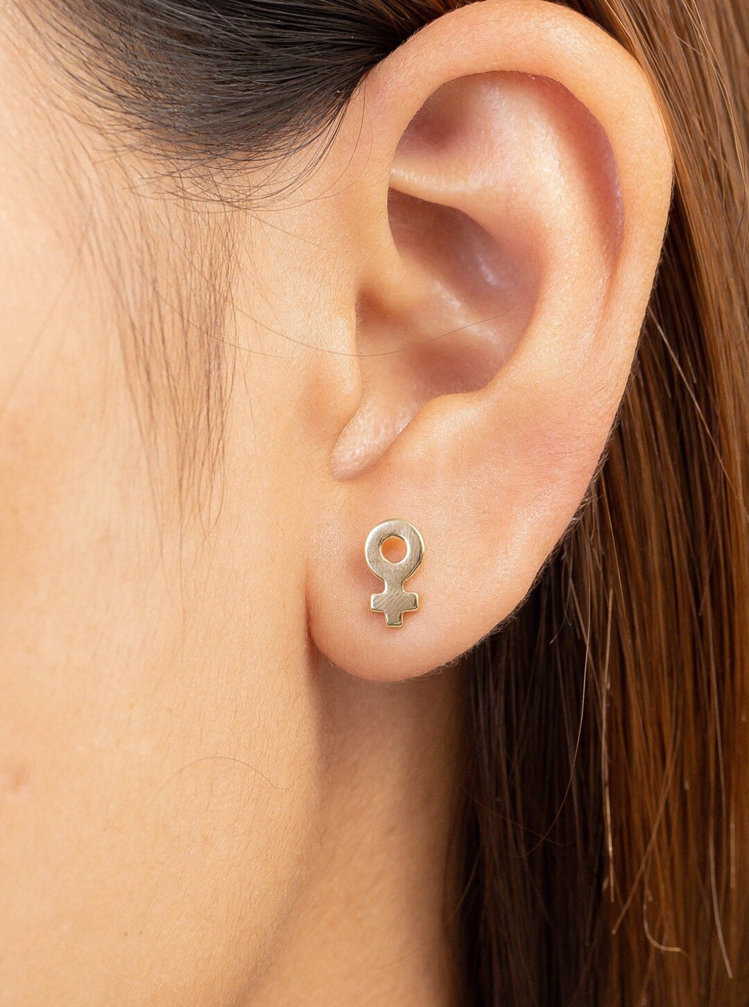 Female Venus Symbol Stud Earrings, Feminine Symbol Studs, Mars Venus Earrings, Venus Earrings ...