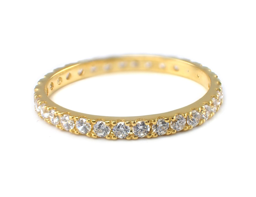Full Eternity Diamond Wedding Band 1.3mm / 14k Gold Micro Pave Eternity ...