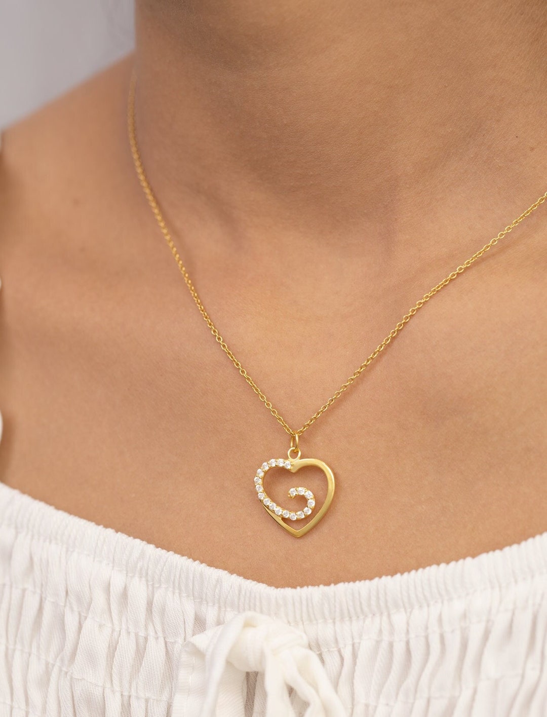 Heart Shape Diamond Necklace, Heart Shape Pendant, Heart Necklace for ...