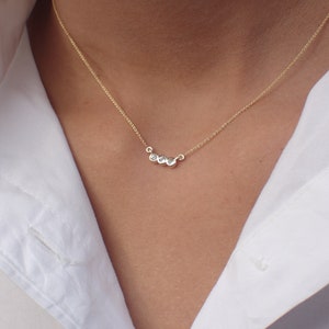 Trio Diamond Necklace in 18k Solid Gold, Bezel Set Diamond Necklace ...