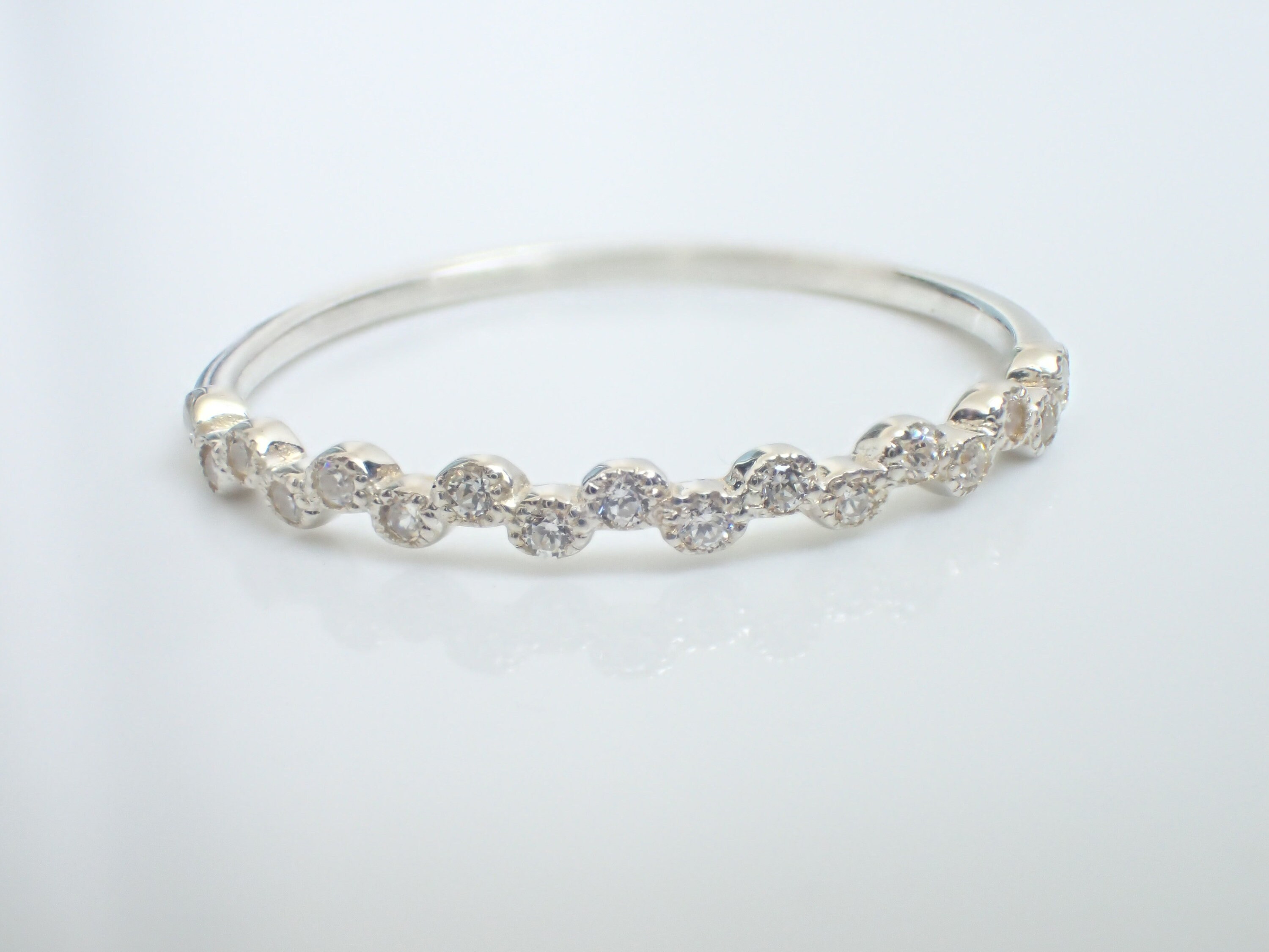 Bezel Set Diamond Wedding Band 14k Solid Gold Half Eternity - Etsy