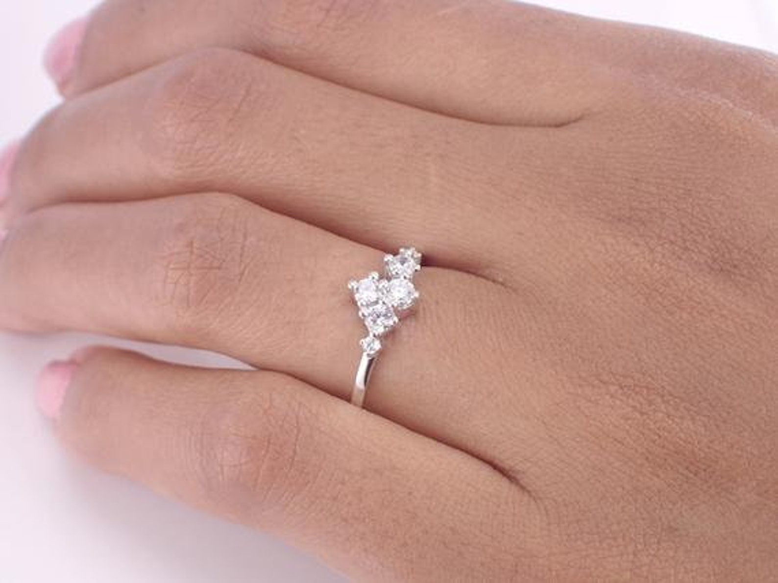 Cluster Diamond Ring Cluster Diamond Wedding Band Stackable - Etsy