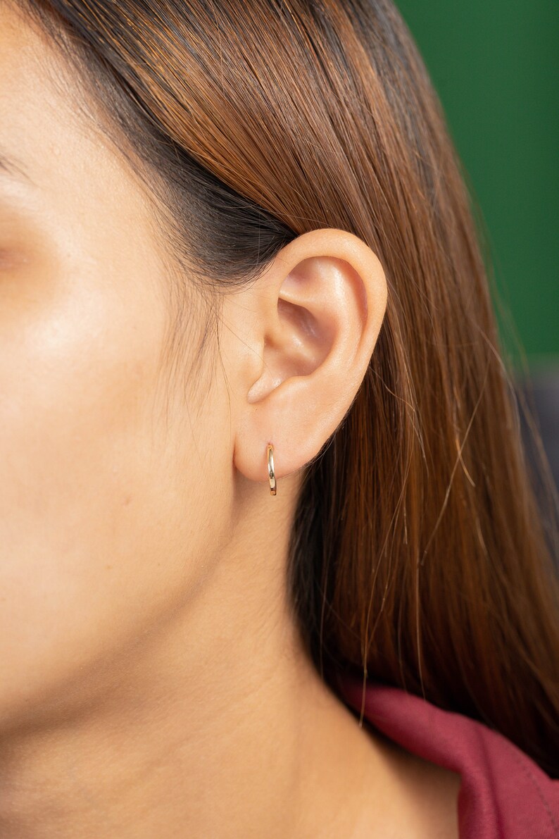 On Sale Dainty Huggie Earrings 14K Solid Gold Plain Huggies - Etsy