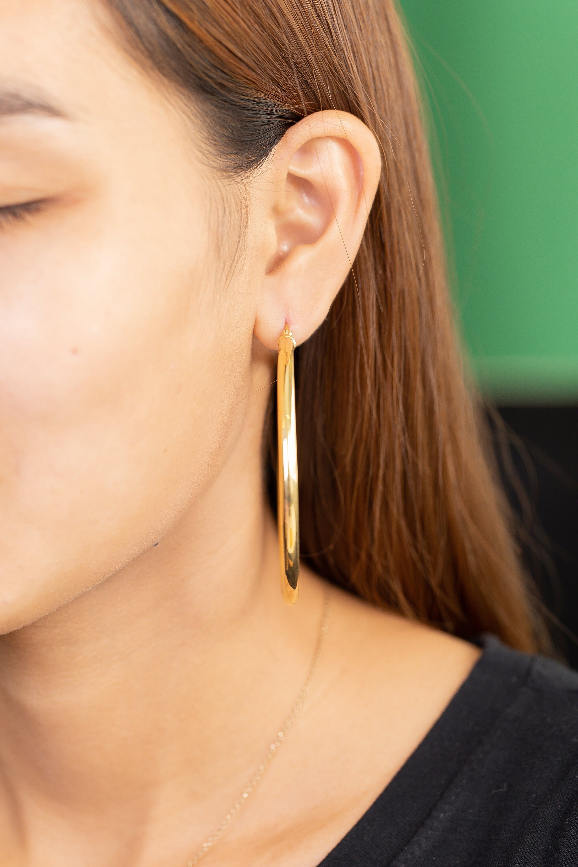 60mm Oversized Hoop Earrings, Thick Earring for Women, Plain Bold ...