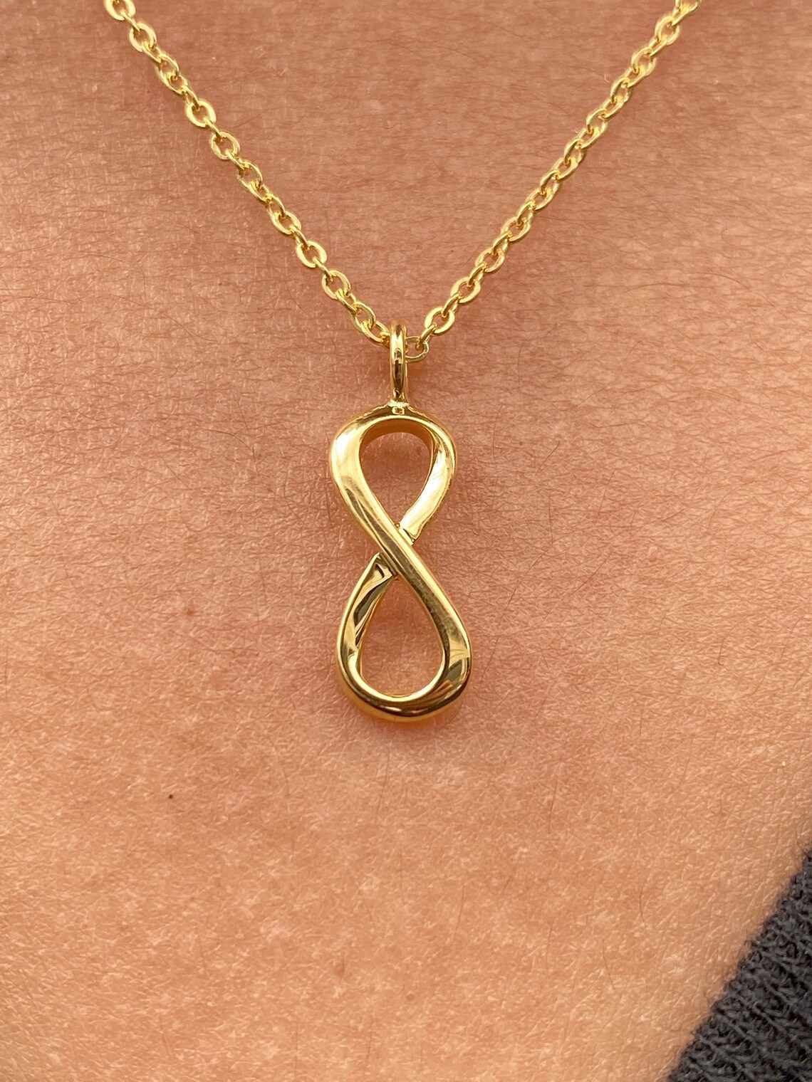 14K Yellow Gold Infinity Necklace / Infinity Pendant / | Etsy