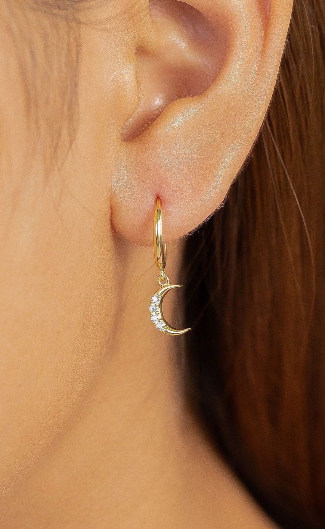 Half Moon Endless Hoop Earrings / Crescent Moon Earrings in Sterling ...