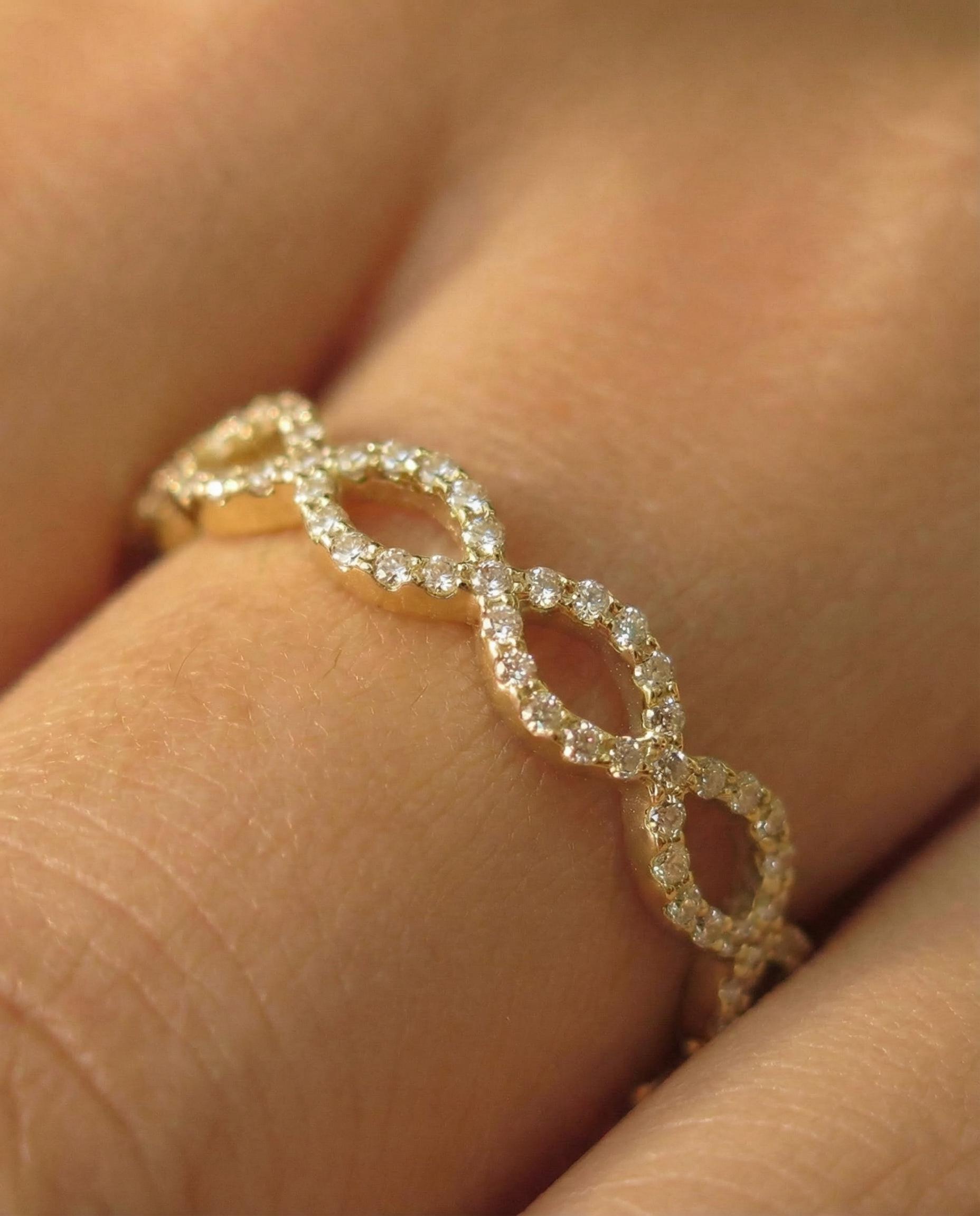 Diamond Infinity Ring, Infinity Wedding Band, Micro Pave Infinity Twist ...