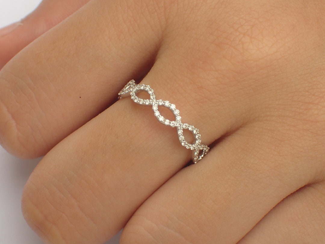 Diamond Infinity Ring, Infinity Wedding Band, Micro Pave Infinity Twist ...