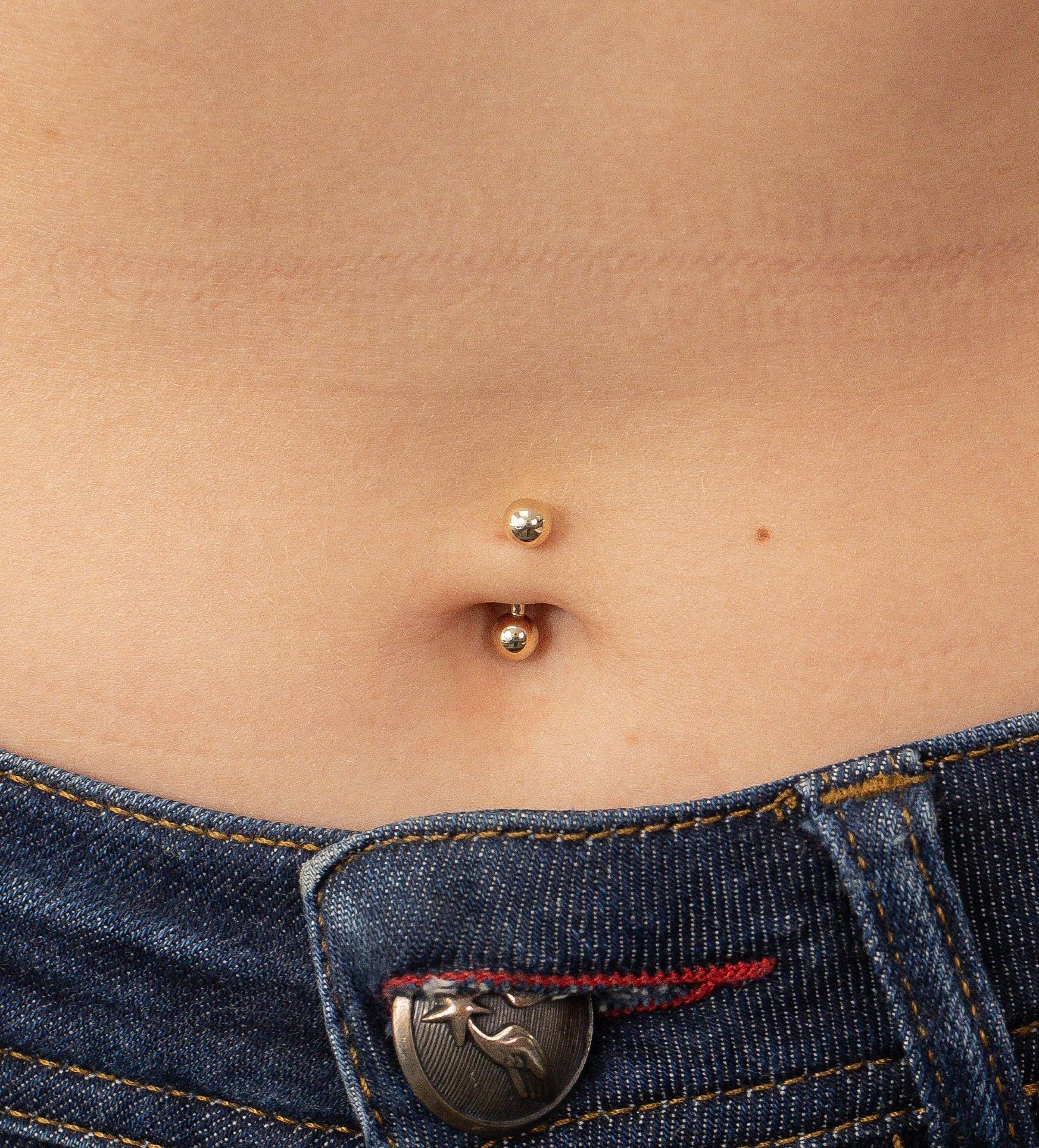 Curved Barbell Bally Ring, 5mm Petite Ball Combination Belly Ring ...