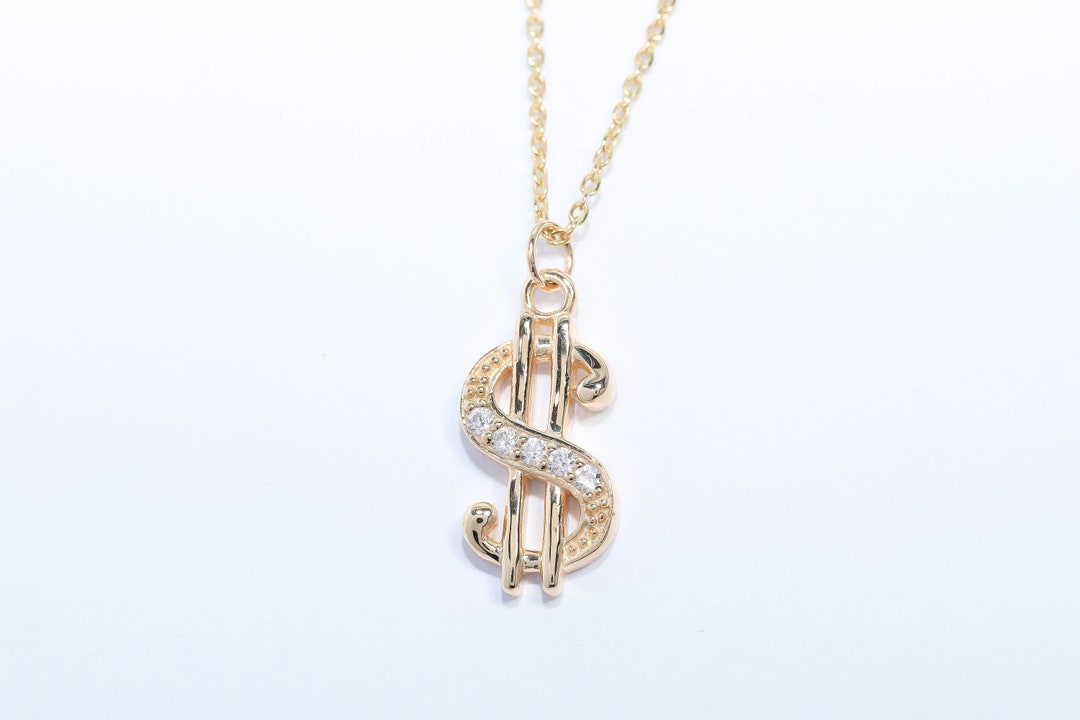 Dollar Sign Pendant Necklace, Dollar Sign Chain, Money Sign Necklace ...