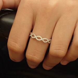 Diamond Infinity Ring, Infinity Wedding Band, Micro Pave Infinity Twist ...